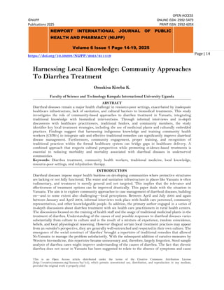 Harnessing Local Knowledge: Community Approaches To Diarrhea Treatment ...
