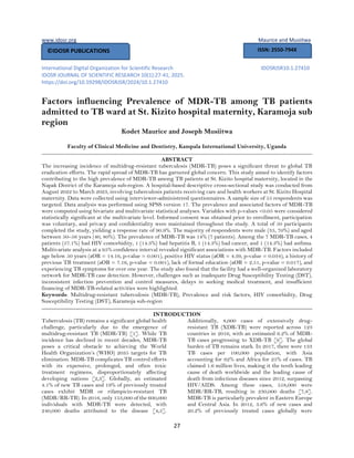 Factors influencing Prevalence of MDR-TB among TB patients admitted to ...