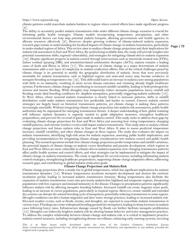 Climate Change Projections and Future Malaria Risks: Predicting the ...