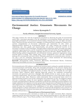 Environmental Justice: Grassroots Movements for Change (www.kiu.ac.ug ...