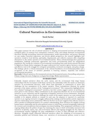 Cultural Narratives in Environmental Activism (www.kiu.ac.ug) | PDF