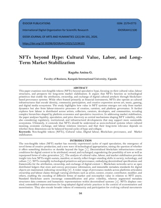 NFTs beyond Hype: Cultural Value, Labor, and Long Term Market ...