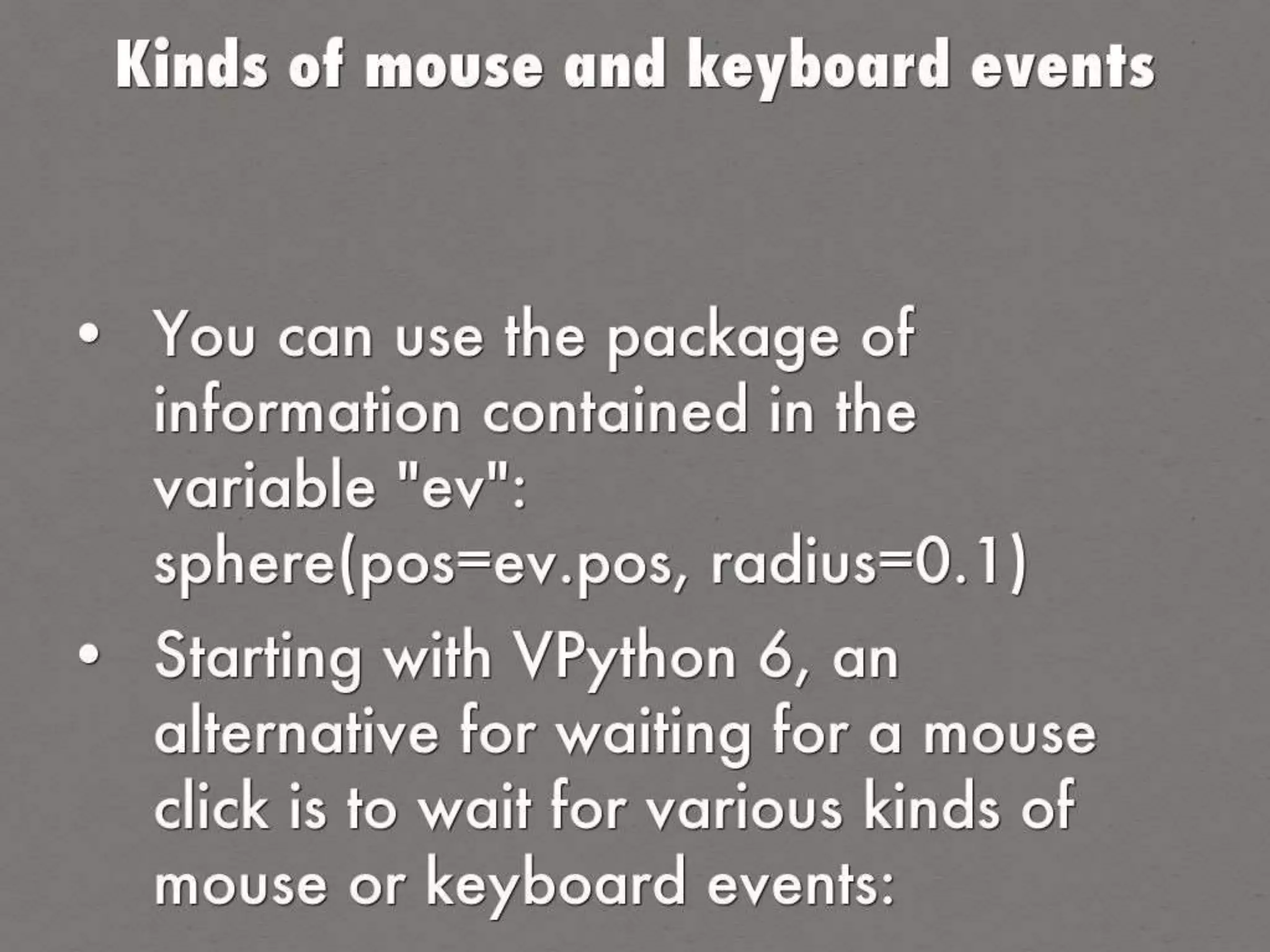 keyboard and mouse events | PPT