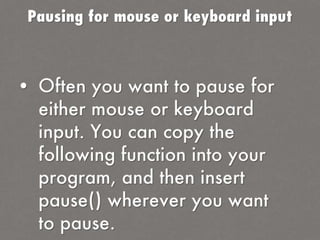 keyboard and mouse events | PPT