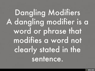 Misplaced and dangling modifiers | PPT