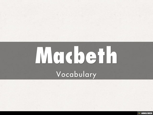 Macbeth Vocabulary | PDF