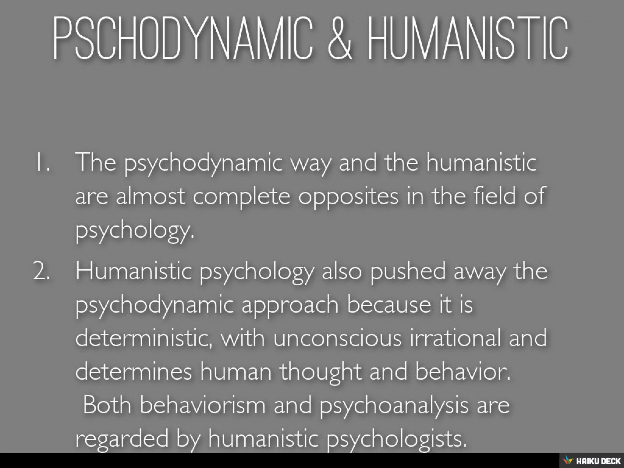 Comparing psychodynamic and humanistic | PDF
