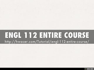 ENGL 112 ENTIRE COURSE | PDF | Poetry | Books and Literature