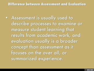Difference between Assessment and Evaluation | PDF