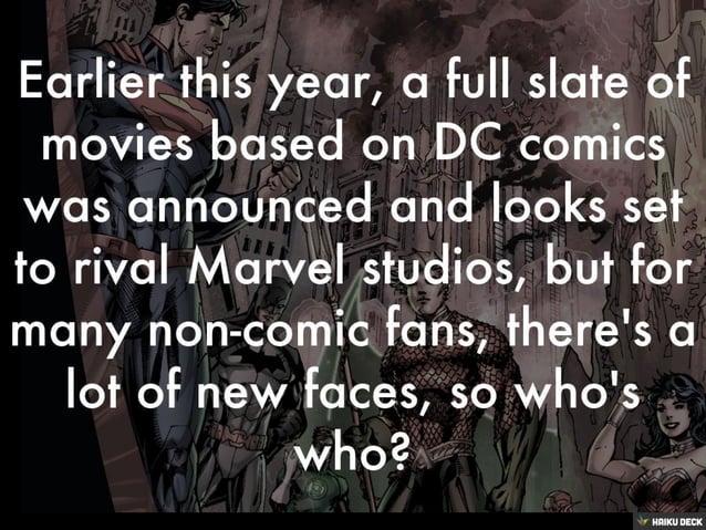 DC's upcoming movie slate. | PDF