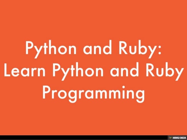 Python and Ruby: Learn Python and Ruby Programming