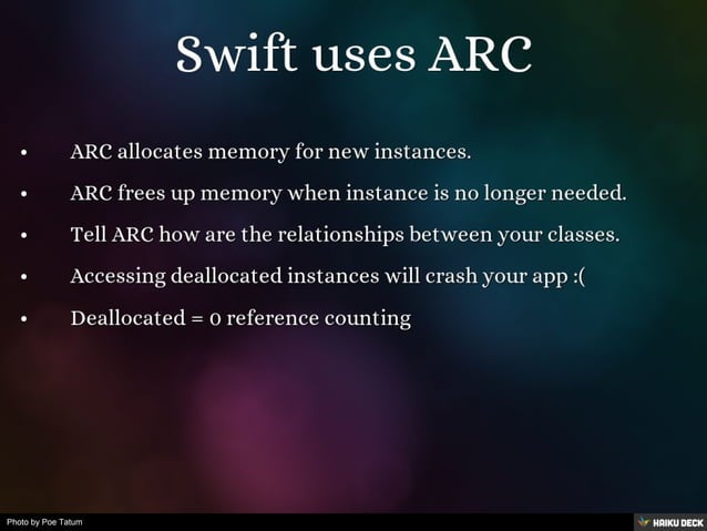 Memory Management In Swift | PPT