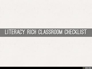 Creating A Literacy Rich Classroom | PPT