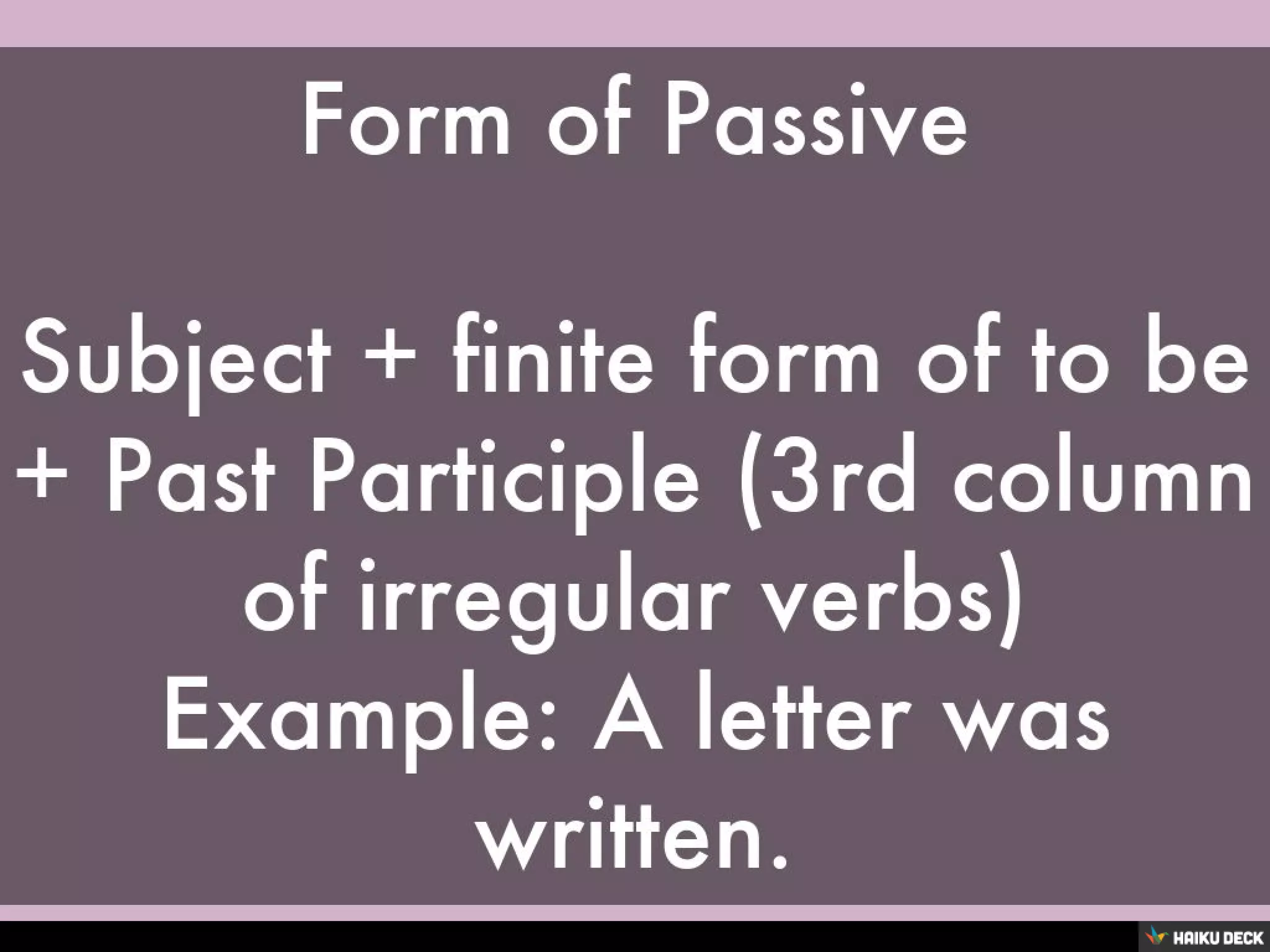 The passive verb form. | PDF