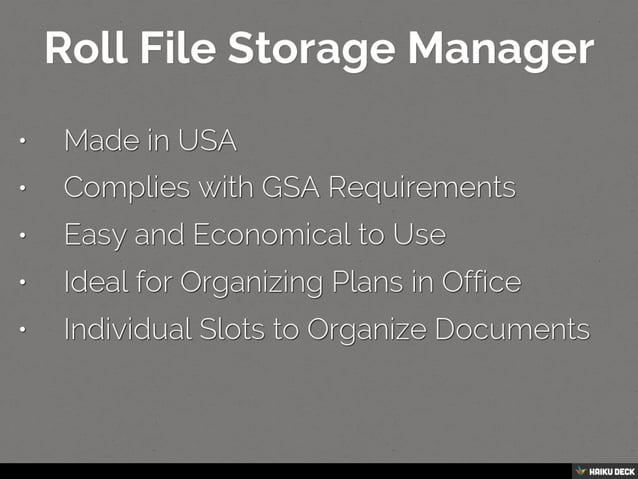 Roll file storage Manager | PPT