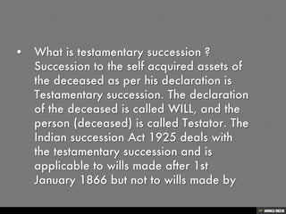 WILL OR TESTAMENTARY SUCCESSION | PDF