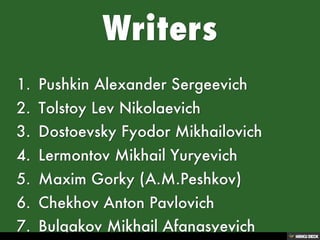 Famous Russian Writers | PDF