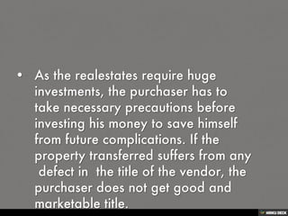 DEFECT IN PROPERTY IS DIFFERENT FROM DEFECT IN TITLE | PDF