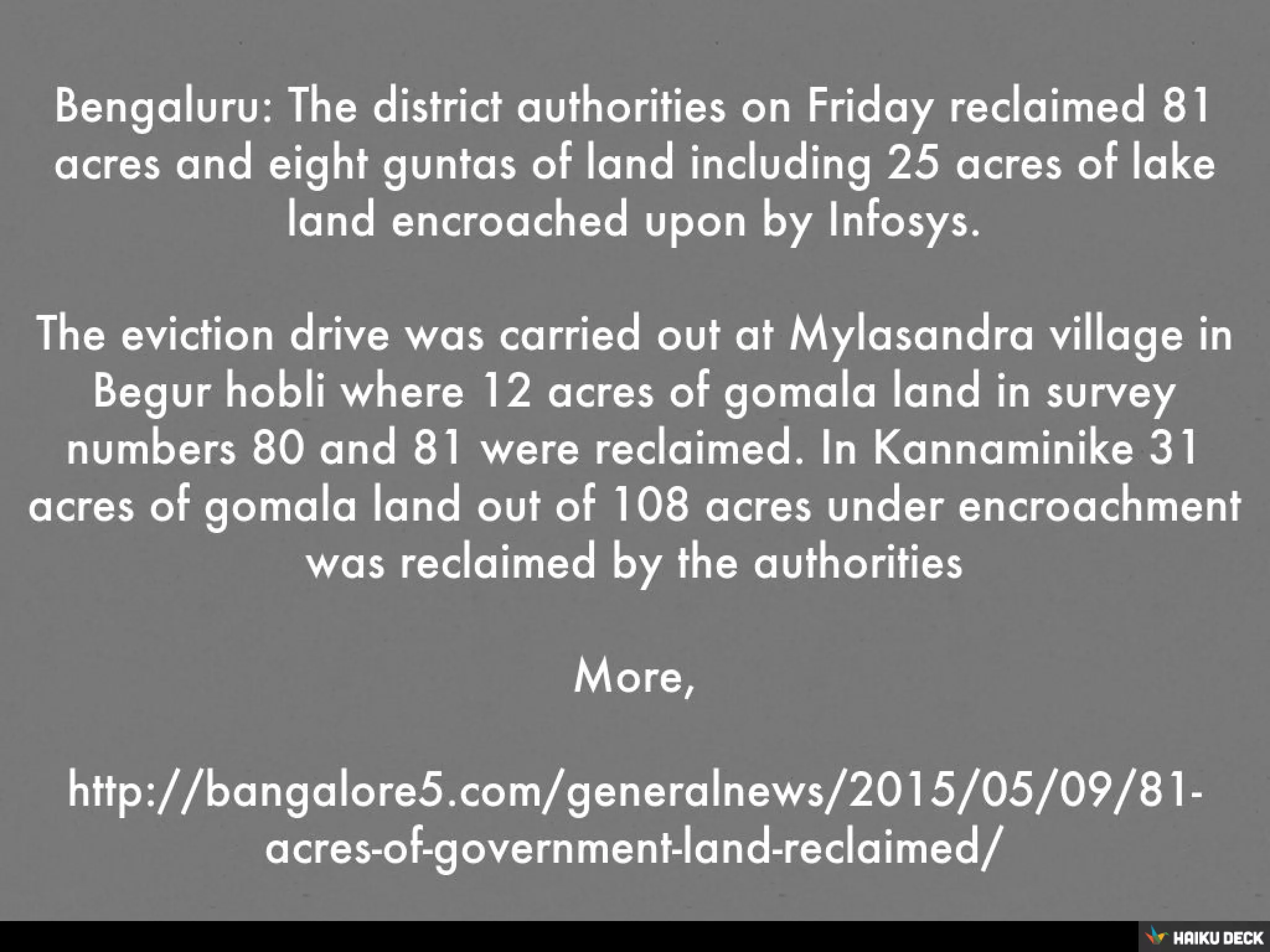 81 ACRES OF GOVERNMENT LAND RECLAIMED | PDF