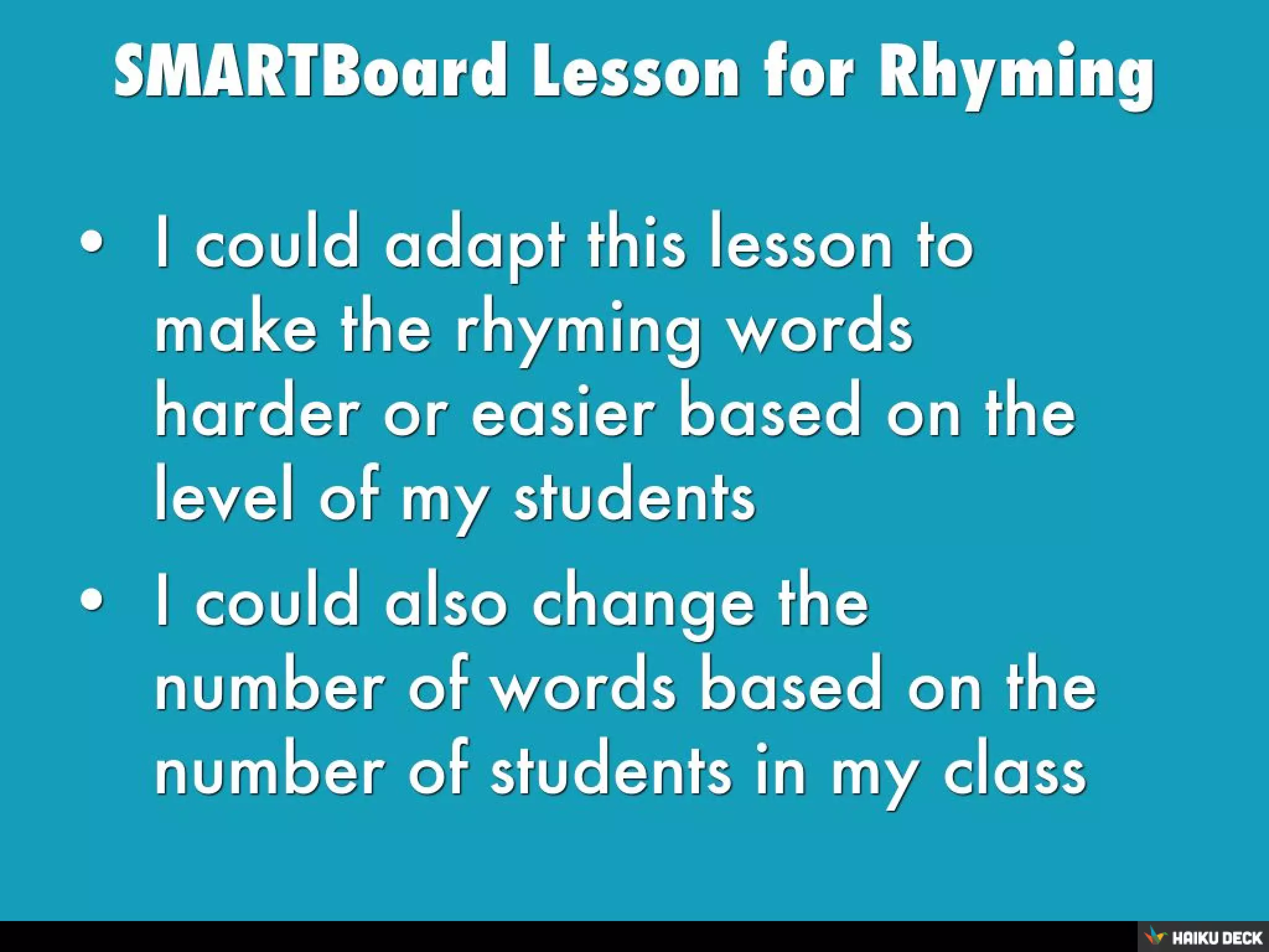 SMARTBoard Lesson for Rhyming | PDF
