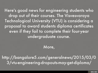 VTU ENGINEERING DROPOUTS MAY GET DIPLOMA | PDF