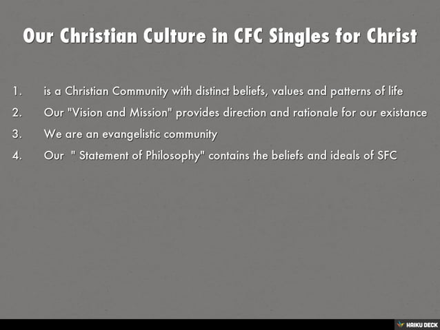 CFC Singles for Christ Covenant Orientation | PDF
