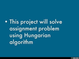 Assignment problem | PPT