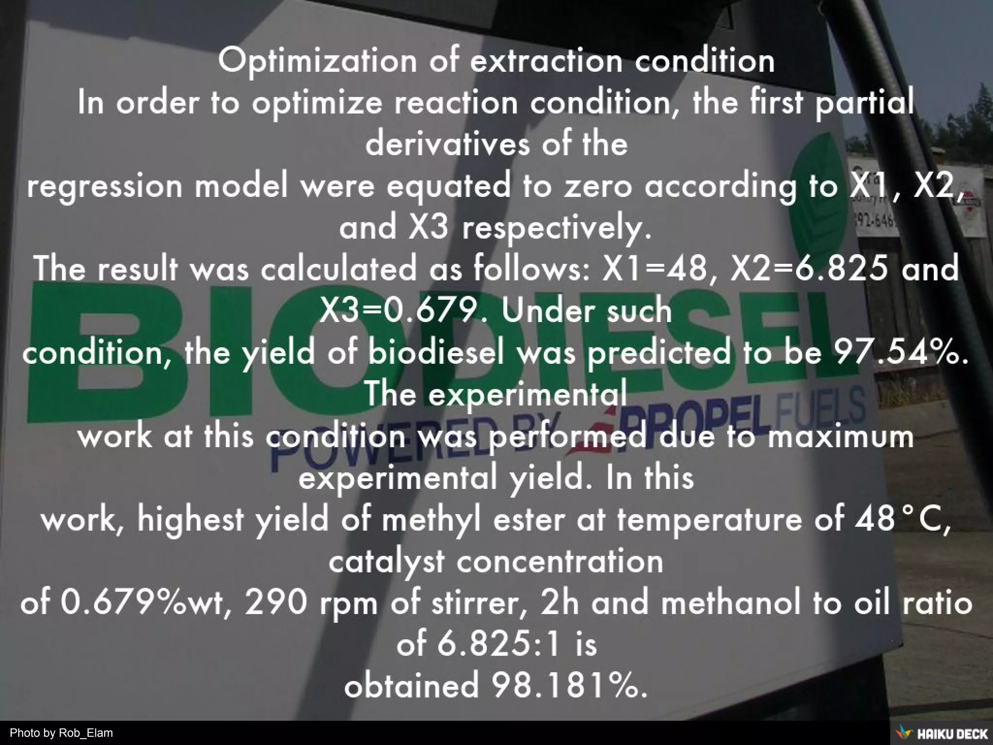 Optimization of Biodiesel | PDF | Chemistry | Science