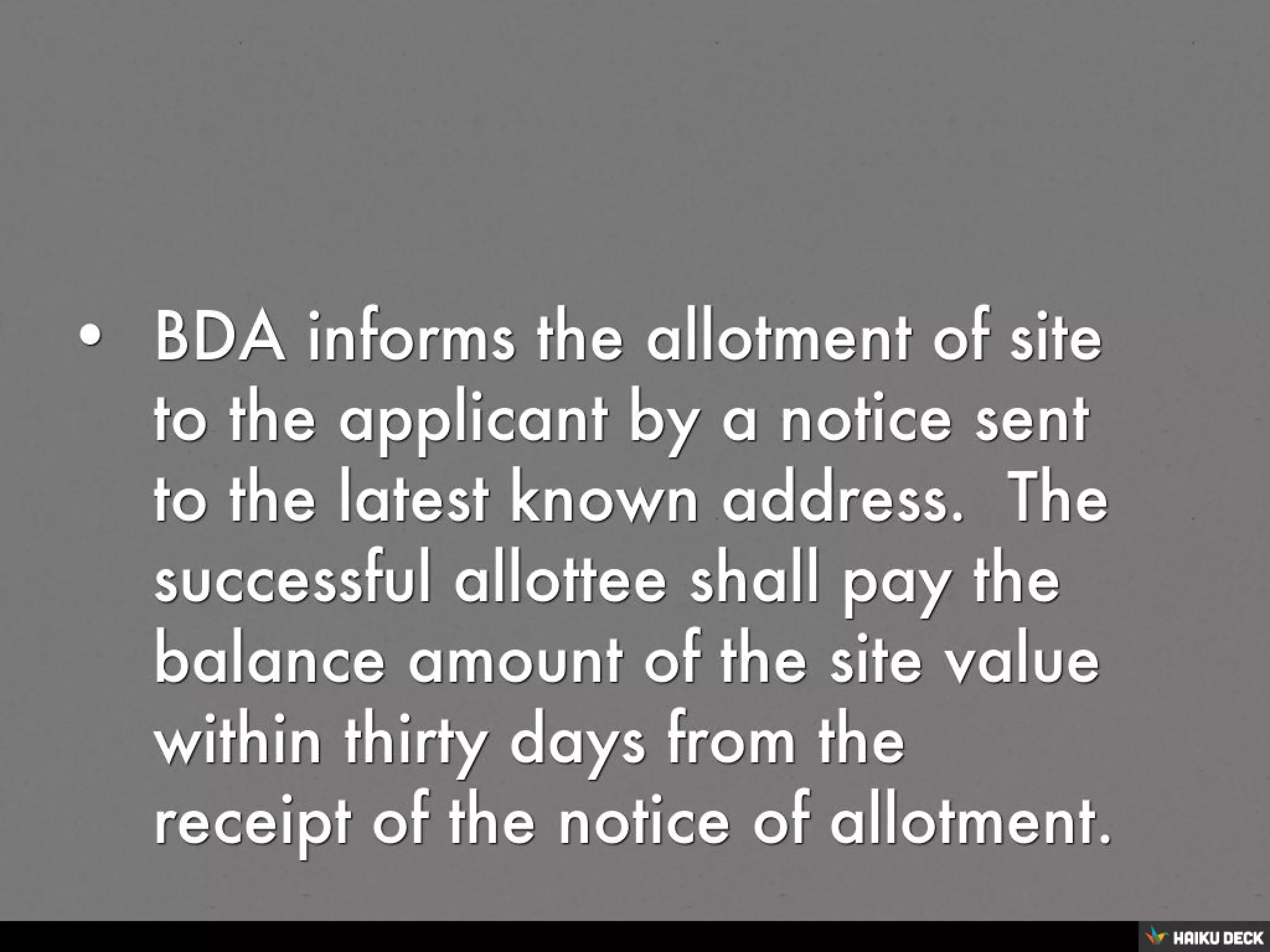 POST ALLOTMENT PROCEDURE FOR BDA SITES | PDF