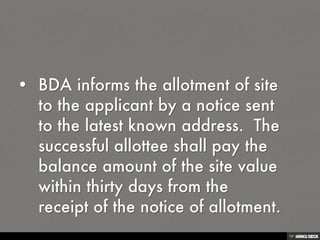 POST ALLOTMENT PROCEDURE FOR BDA SITES | PDF