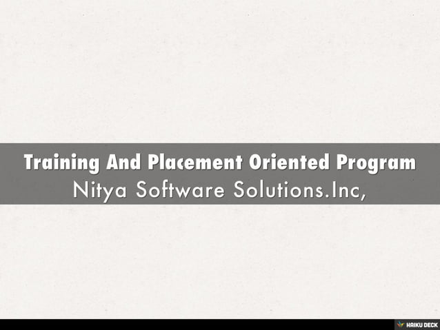 Training And Placement Oriented Program | PPT