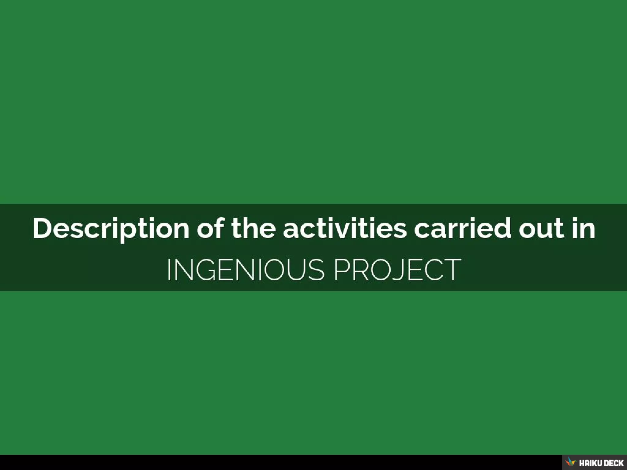 Description of the activities carried out in | PDF