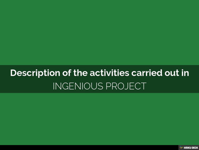 Description of the activities carried out in | PDF