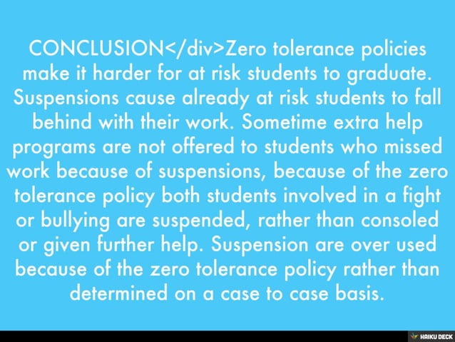 Zero Tolerance Policies | PDF