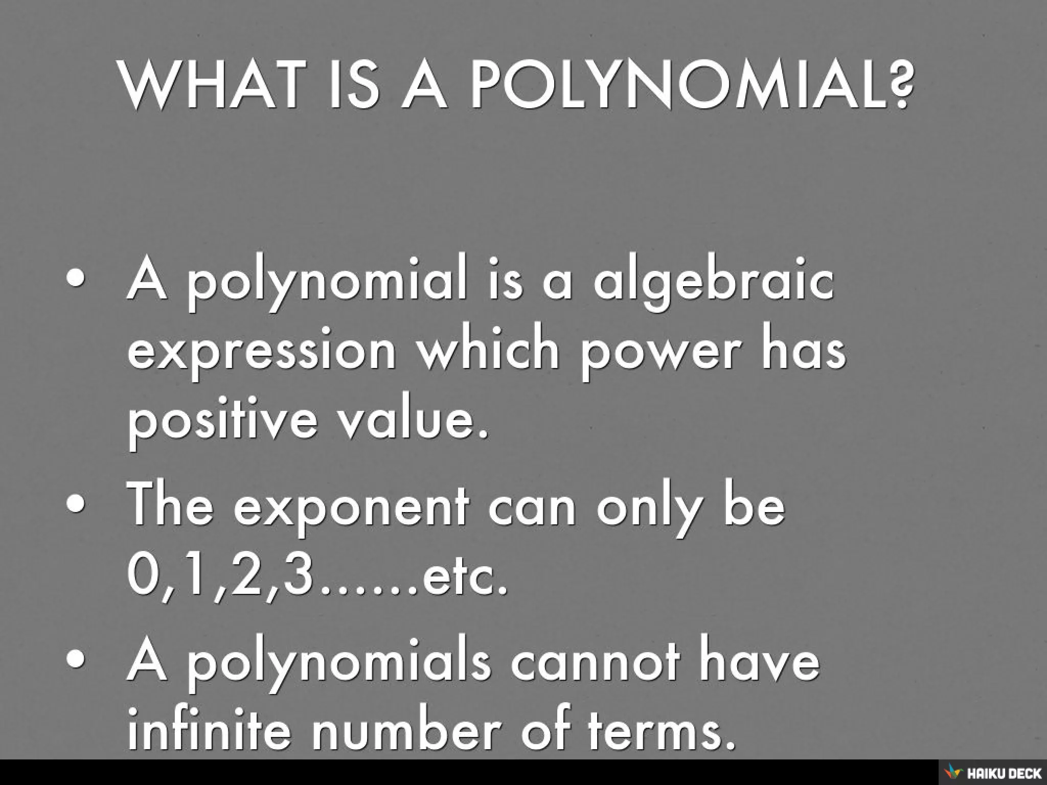 Presentation on polynomials | PPT