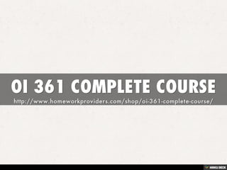 OI 361 COMPLETE COURSE | PDF