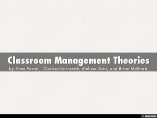 Classroom Management theories | PPT