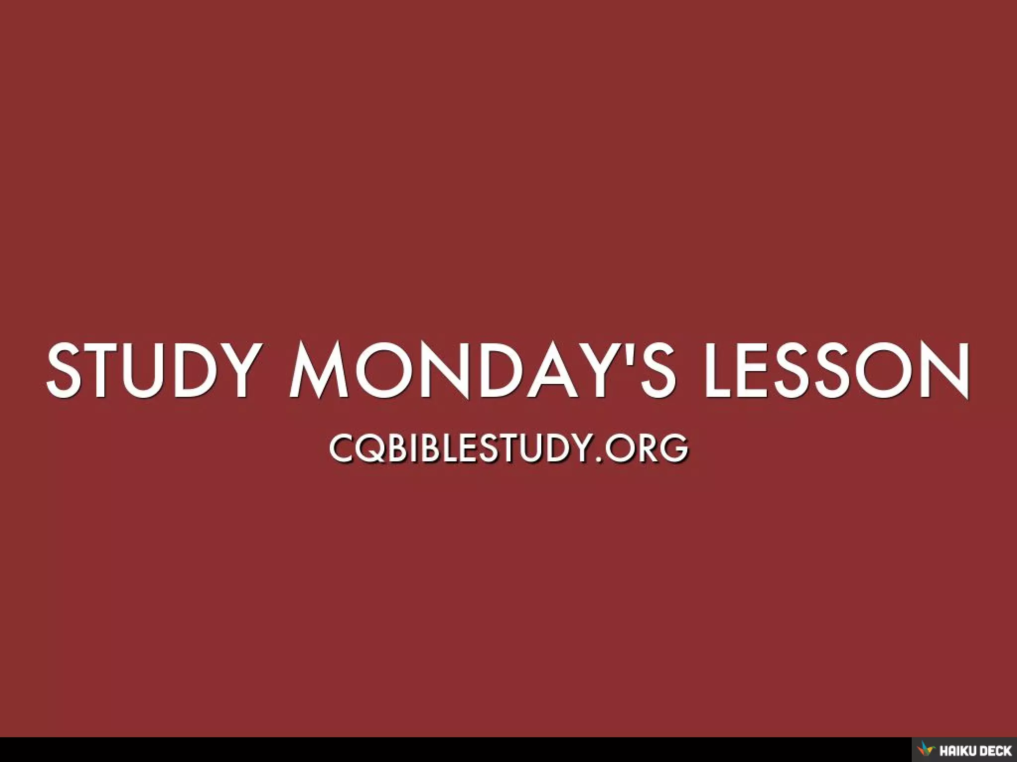 Study Monday's Lesson | PDF