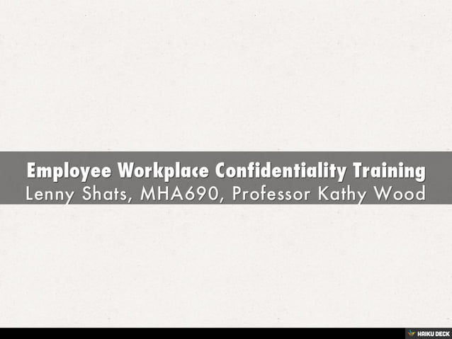 Employee Workplace Confidentiality Training | PDF