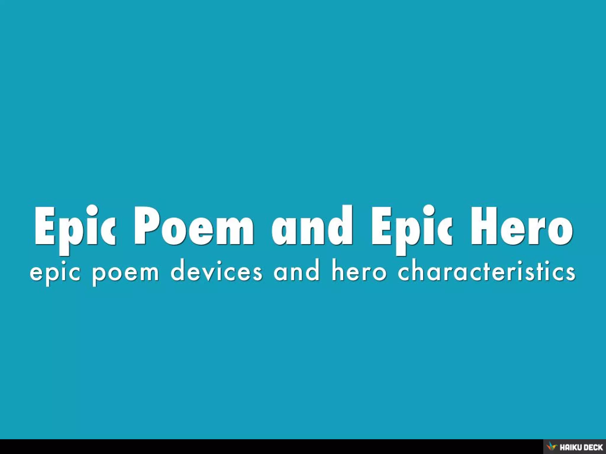 Epic Poem and Epic Hero | PDF