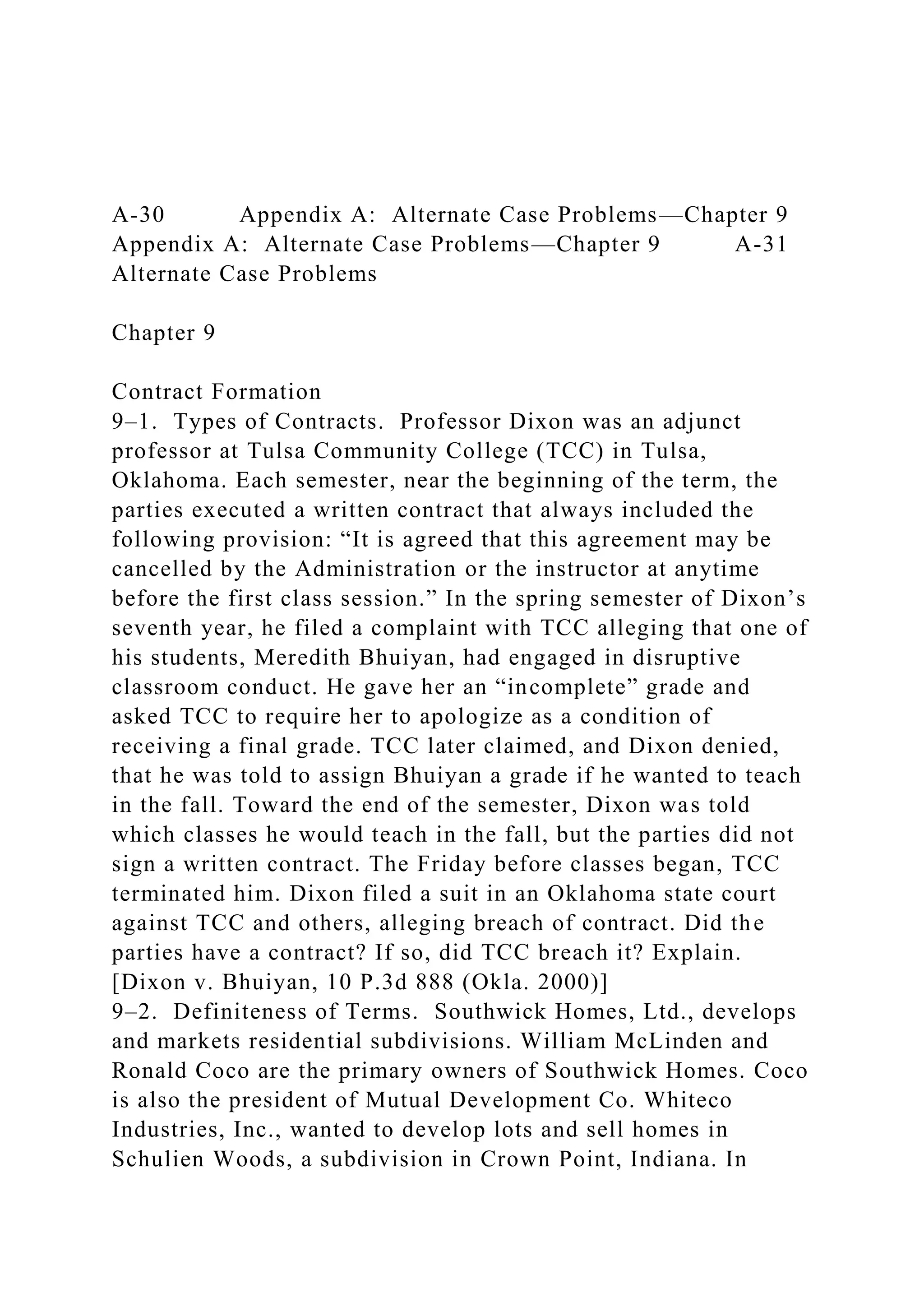 A-30 Appendix A Alternate Case Problems—Chapter 9Ap.docx