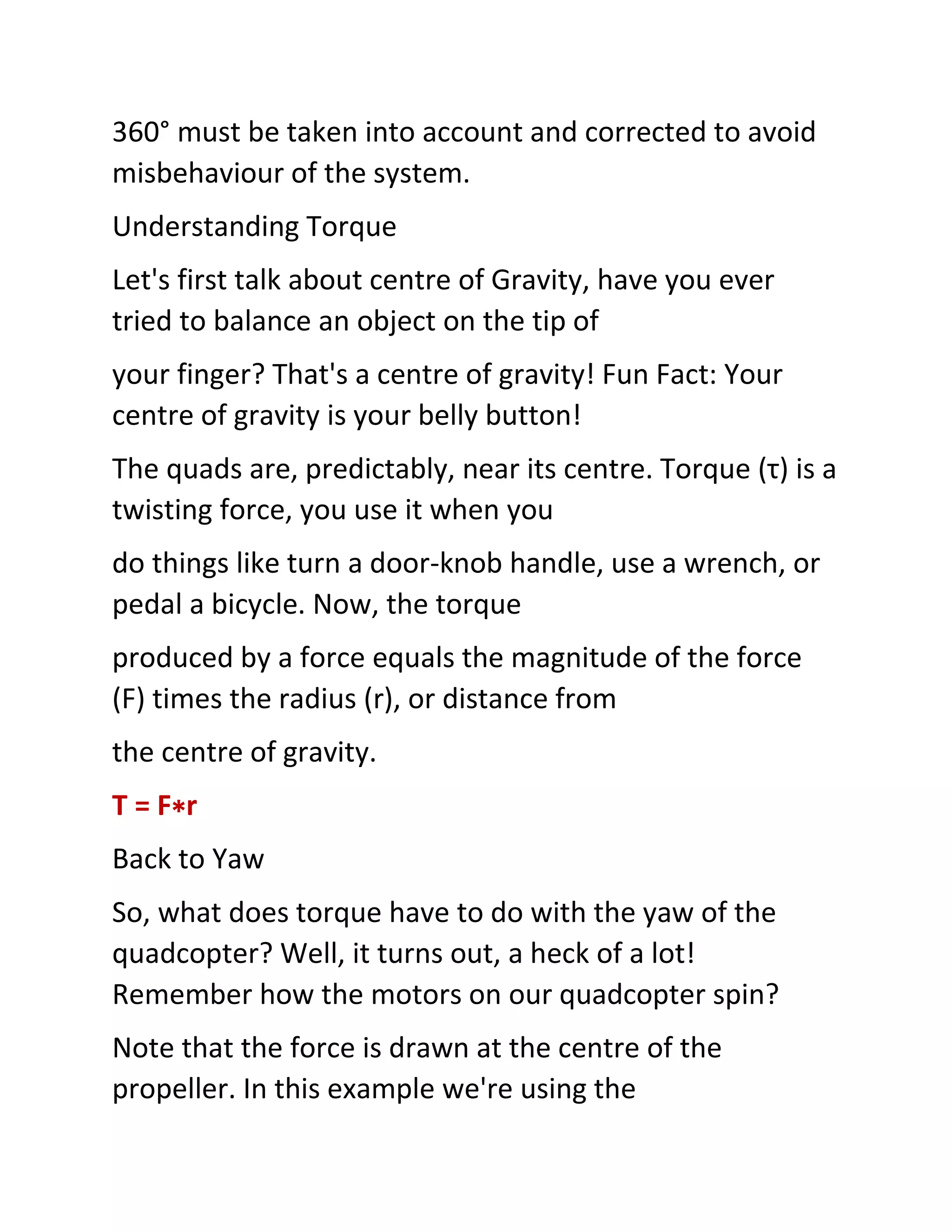 study of yaw and pitch control in quad copter | PDF