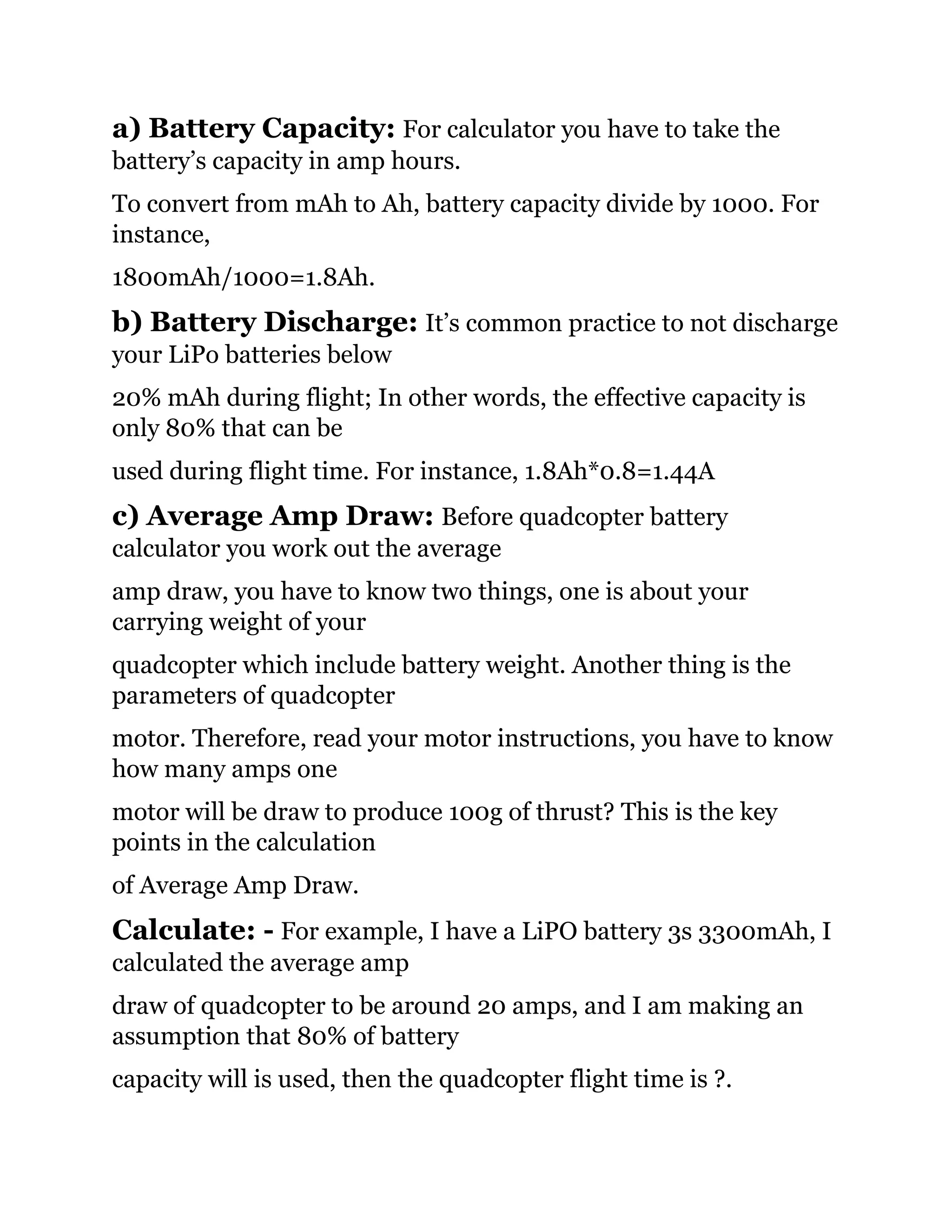study of MAH battery capacity with flight time calculation and battery ...