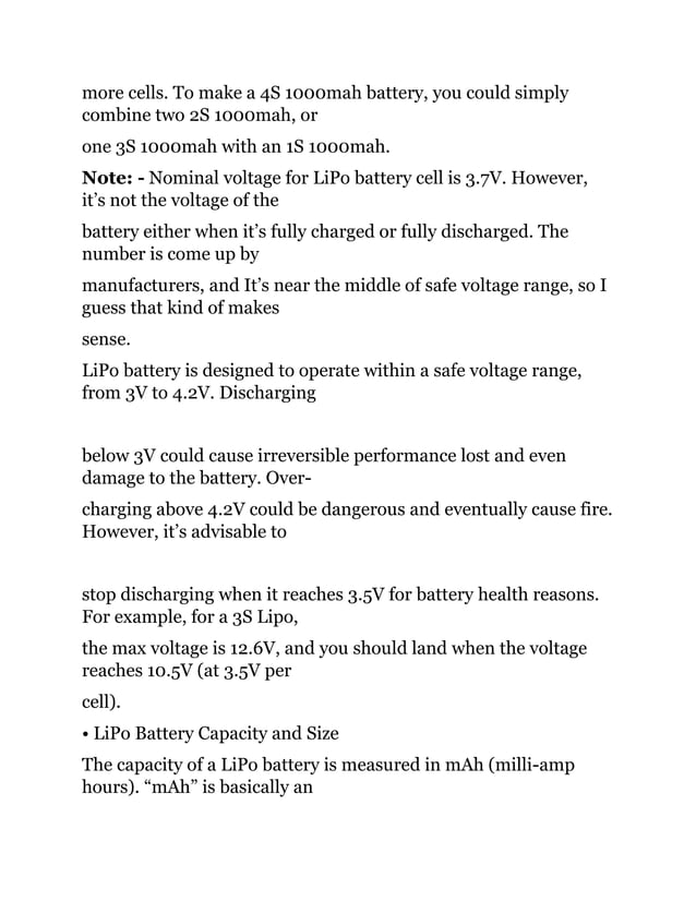 study of MAH battery capacity with flight time calculation and battery ...