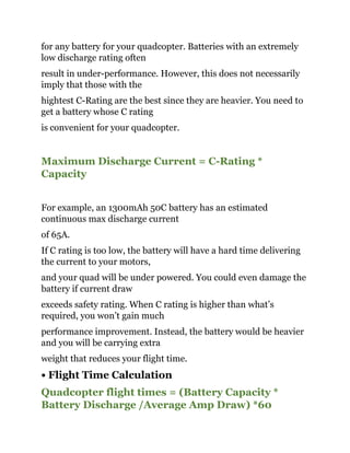 study of MAH battery capacity with flight time calculation and battery ...
