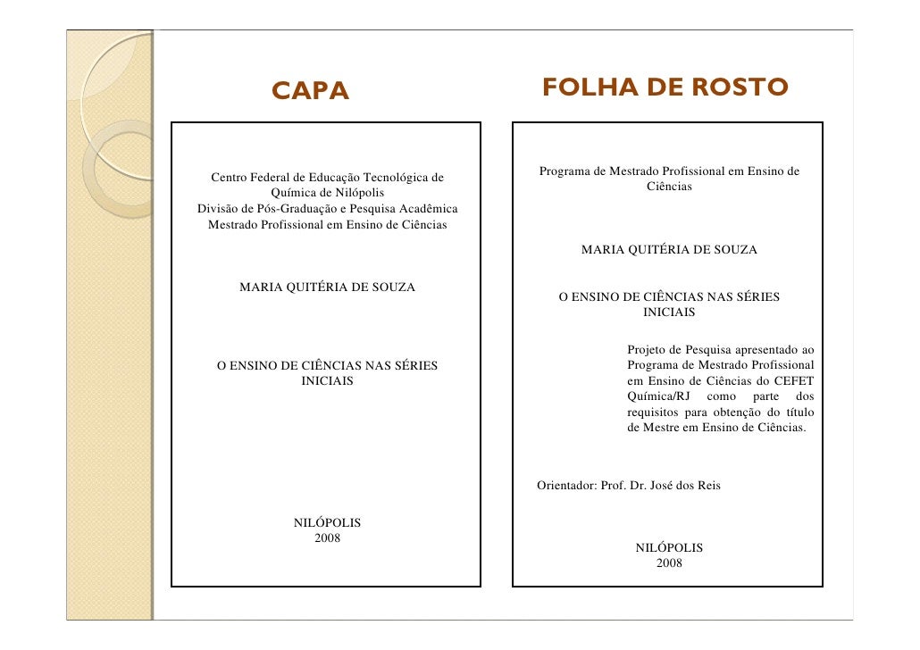 Folha De Rosto Projeto De Pesquisa - FDPLEARN