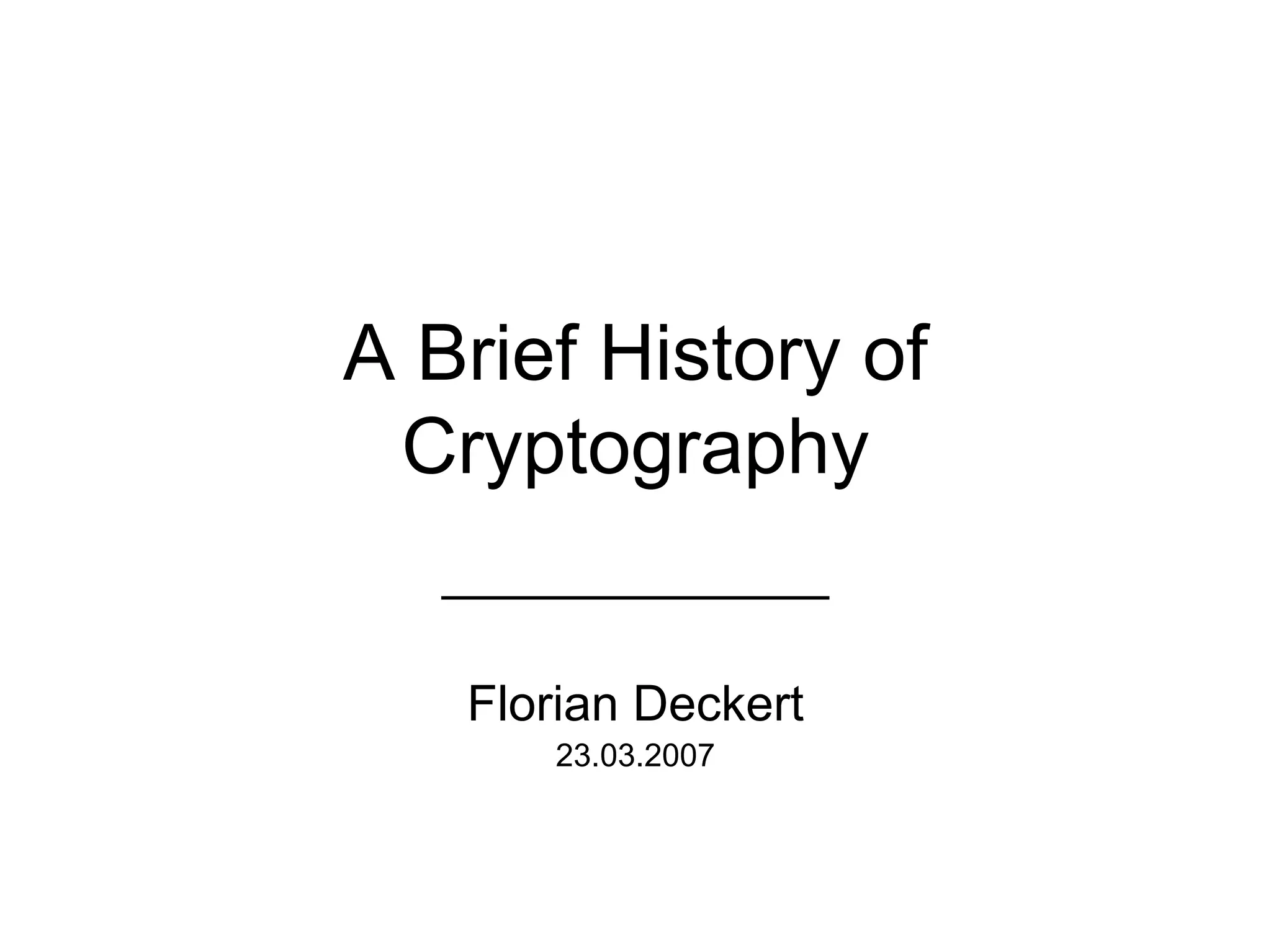 A Brief History of Cryptography | PDF
