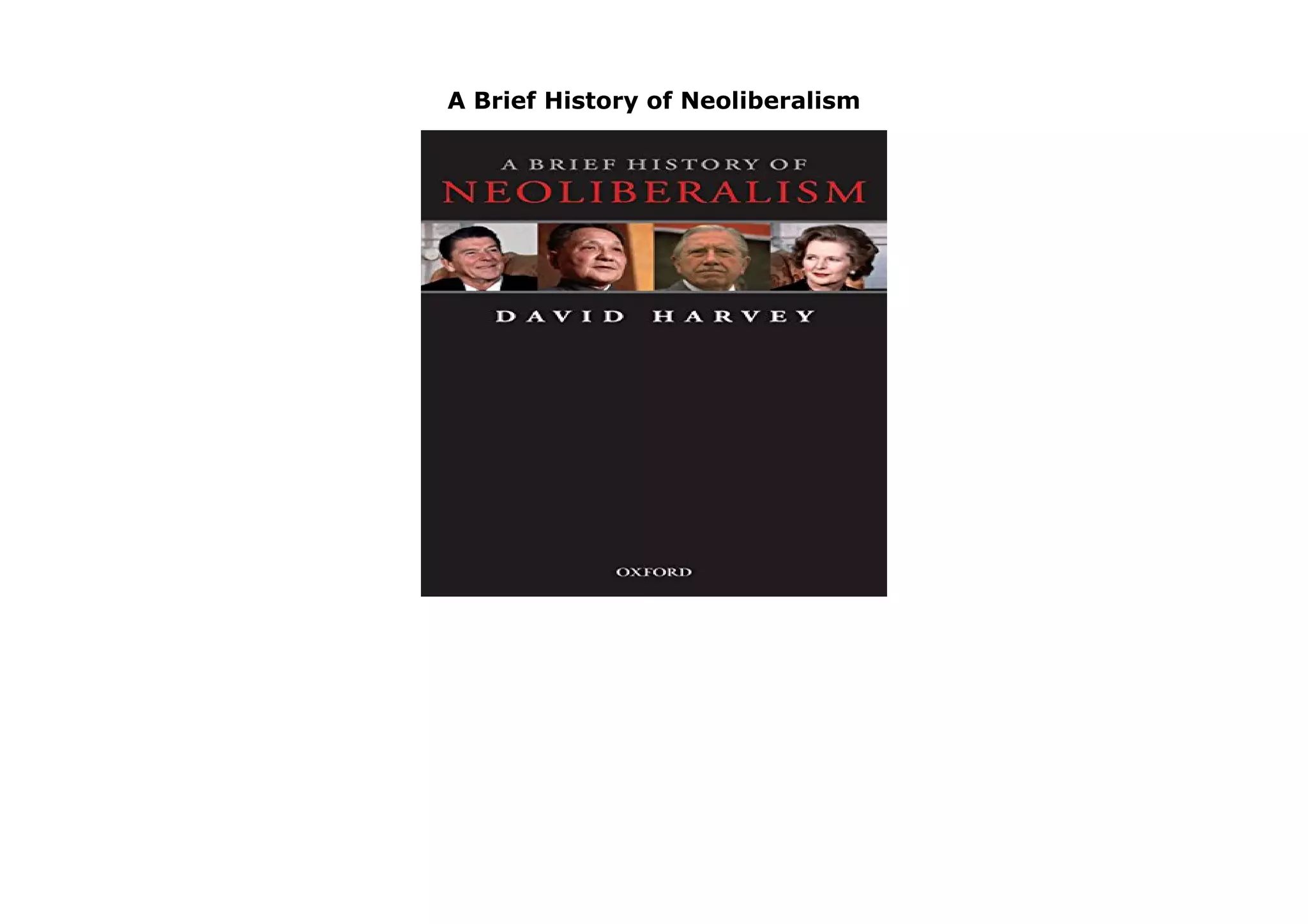 A Brief History of Neoliberalism | PDF