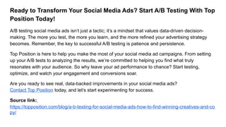 A/B Testing for Social Media Ads by Top Position | PPTX