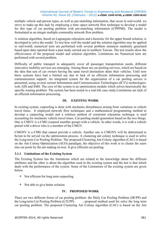 A CAR POOLING MODEL WITH CMGV AND CMGNV STOCHASTIC VEHICLE TRAVEL TIMES | PDF
